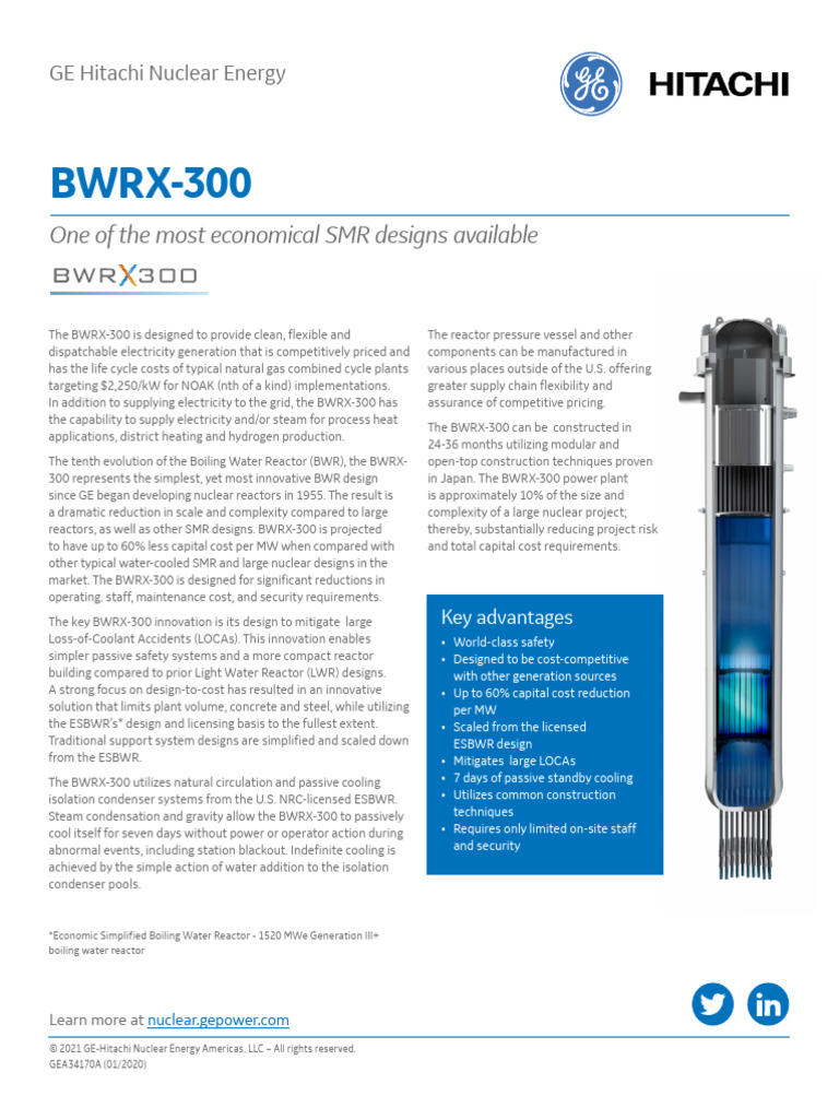 GE Hitachi BWRX-300 Fact Sheet | Download Free PDF | Nuclear Technology ...