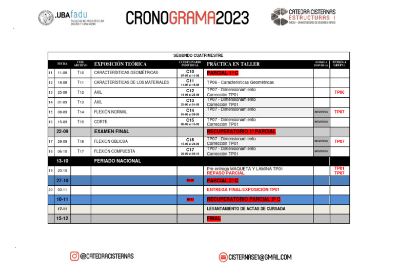 E1 Cisternas Uba Fadu Cronograma 2023 2c 2607 | PDF