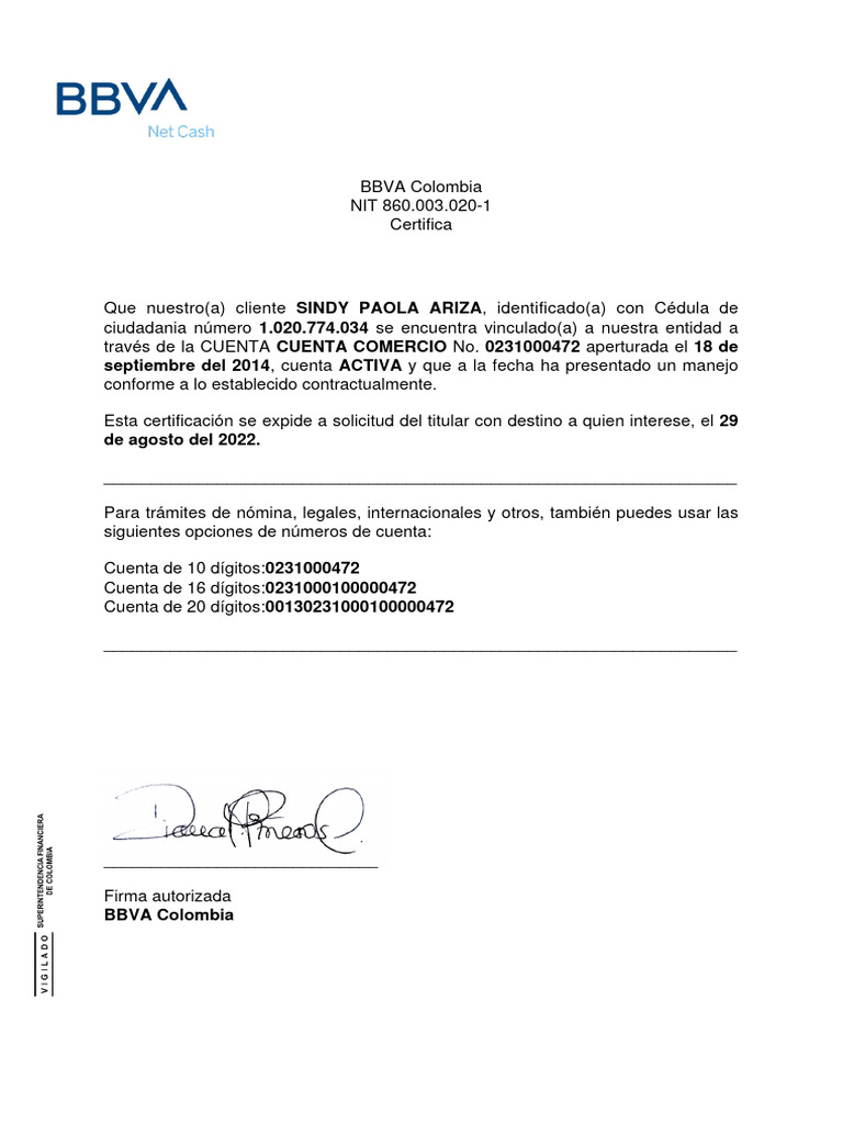 Certificado de Cuentas Básico 0472 290822 | PDF