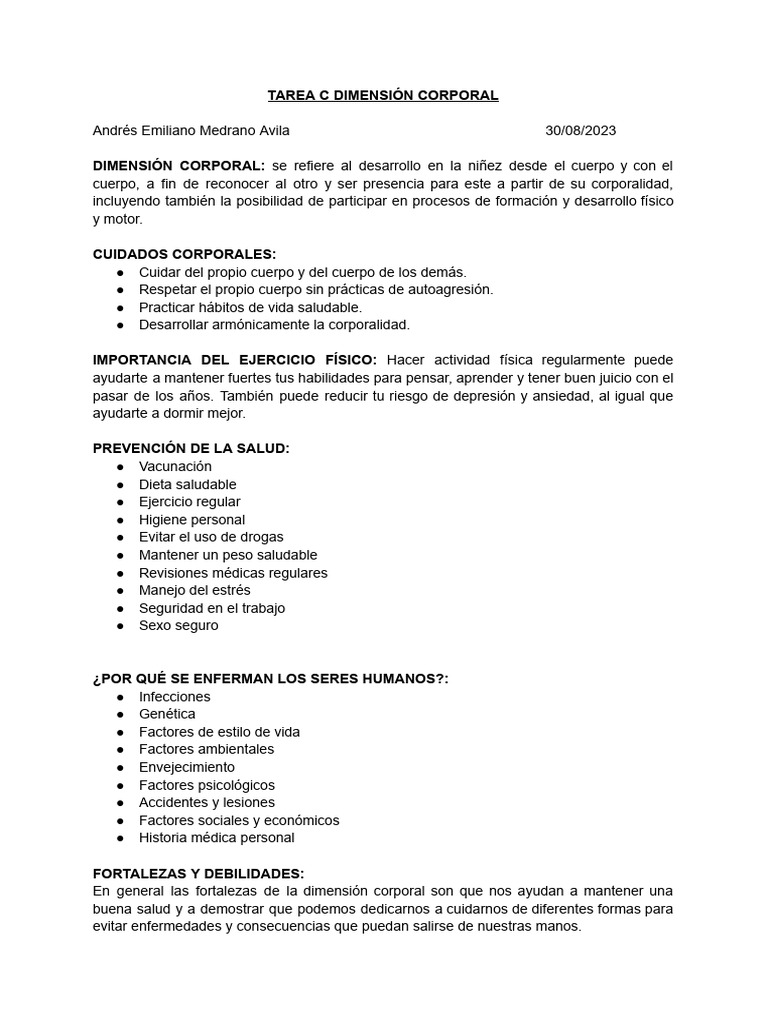 Dimensión Corporal y Salud Integral | PDF | Especialidades Medicas ...