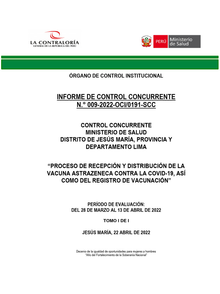 Informe de Control Concurrente N°009-2022-OCI/0191-SCC | PDF | Lima | Astra Zeneca