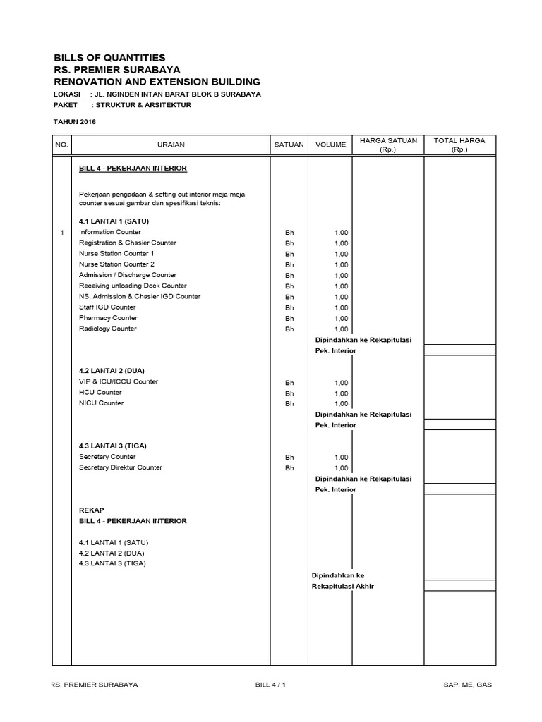 Interior Renovation Bill for RS. Premier | PDF