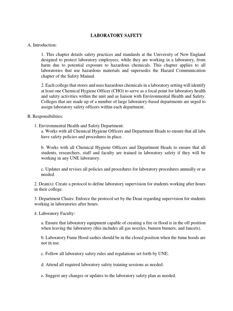 Laboratory Safety | Download Free PDF | Laboratories | Personal Protective Equipment