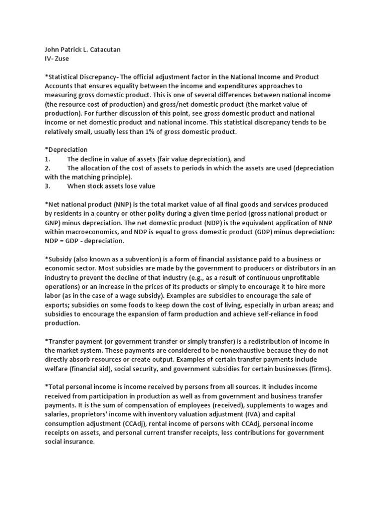 Statistical Discrepancy | PDF | Measures Of National Income And Output ...