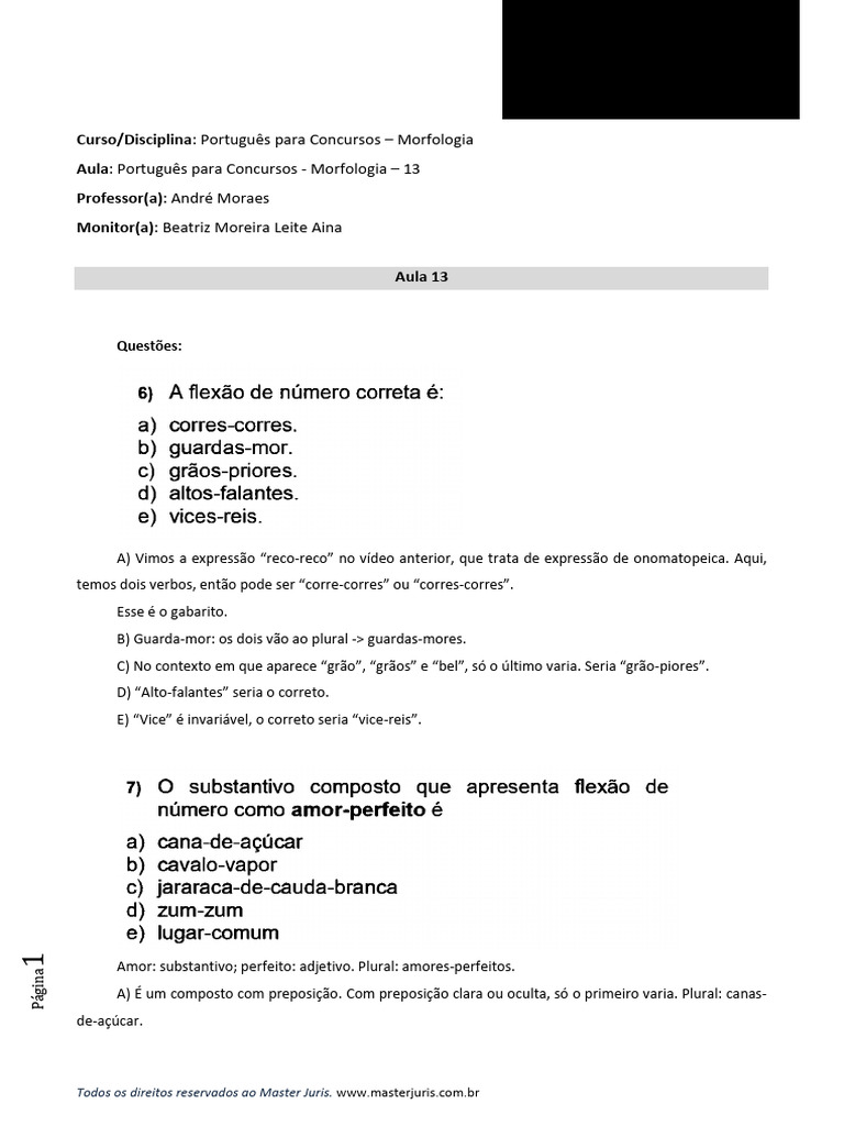 Português para Concursos: Morfologia | PDF | Plural | Adjetivo