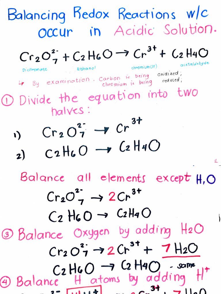 Balancing (Acidic and Basic) | PDF | Chromium | Redox