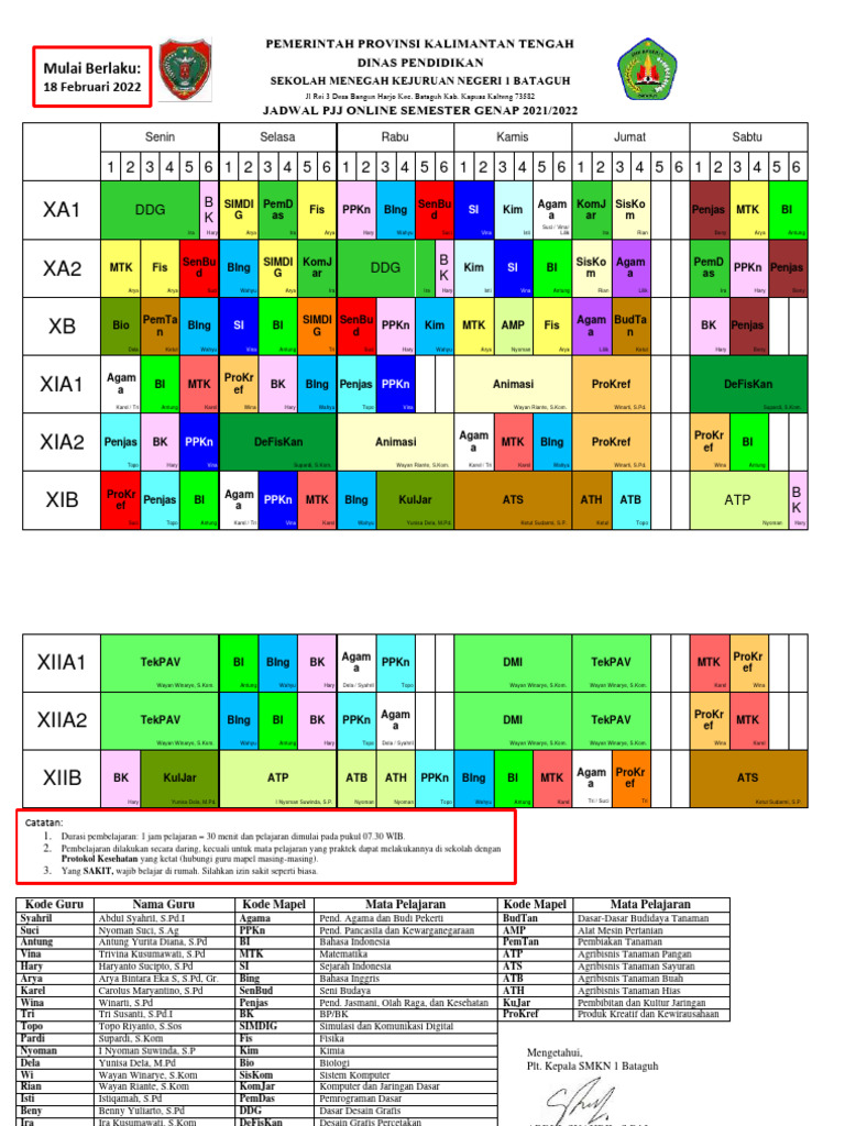 Jadwal PJJ Online SMT 2 Keseluruhan Edit | PDF