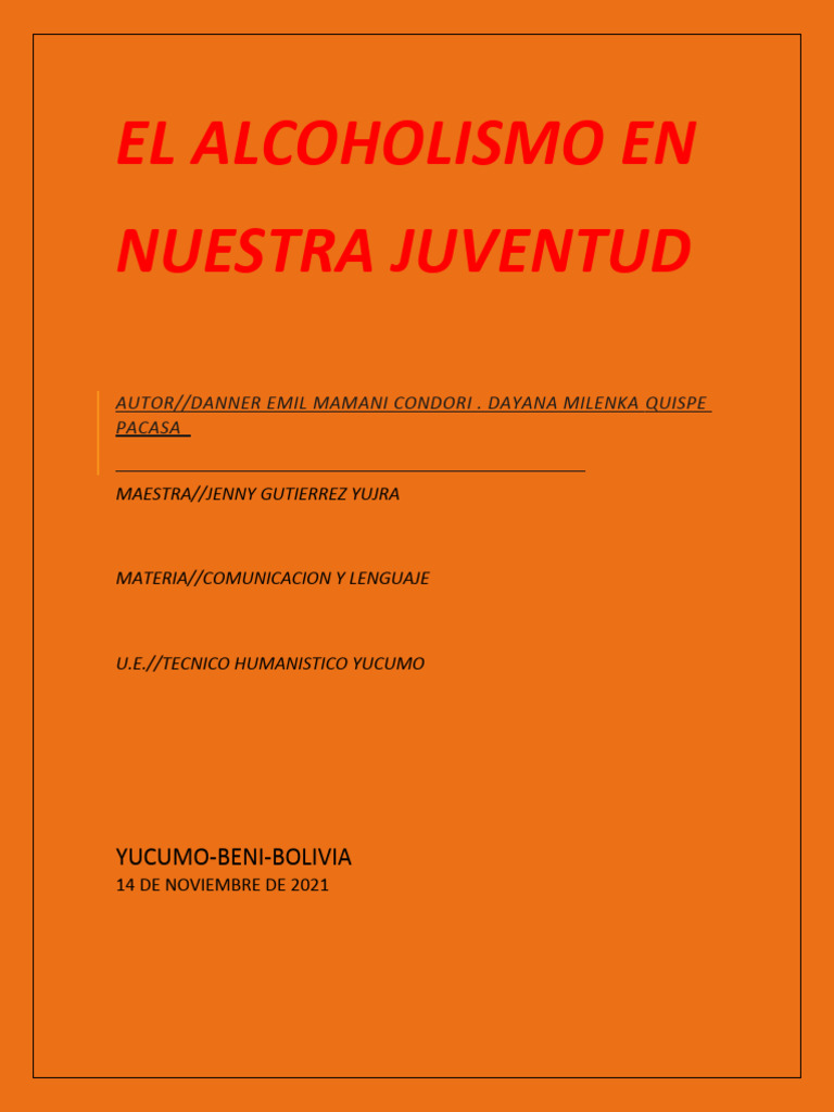 El Alcoholismo en Nuestra Juventu1 | PDF | Alcoholismo | La dependencia de sustancias
