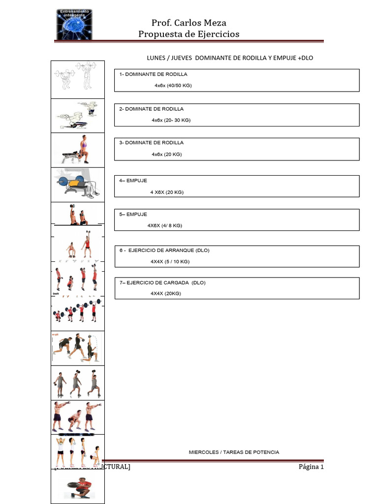 Propuesta de Ejercicios de Fuerza | PDF