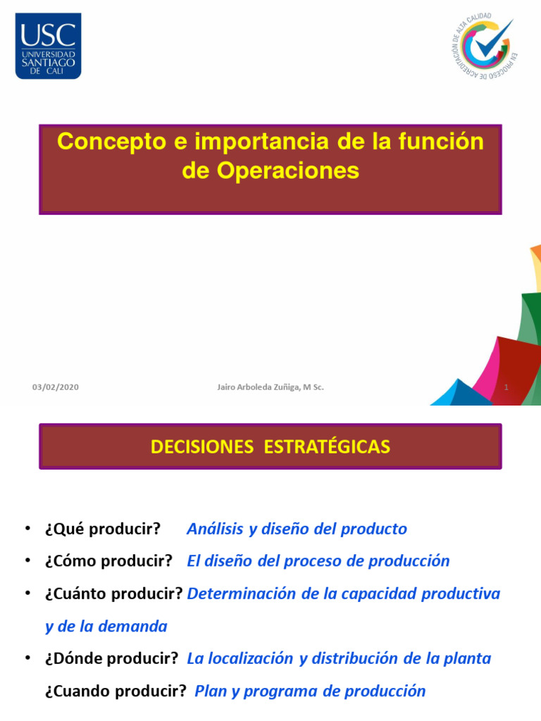 Tema 1 - Concepto e Importancia de La Función de Operaciones | PDF ...