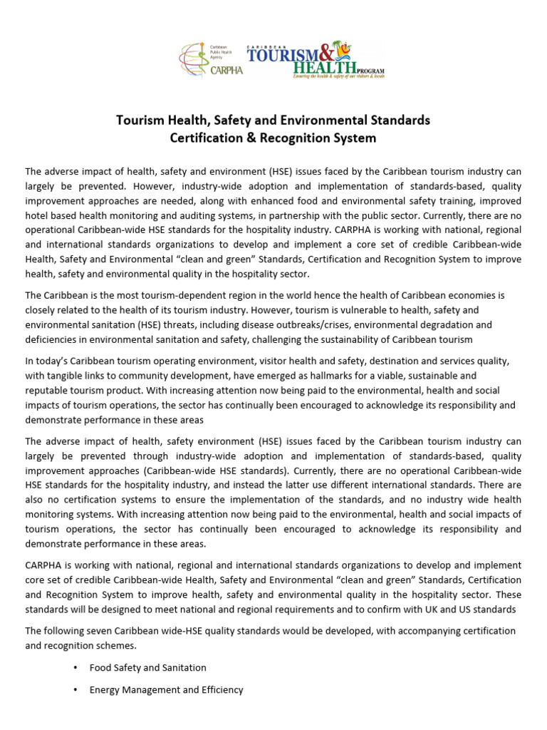 HSE Standards | PDF | Sanitation | Tourism