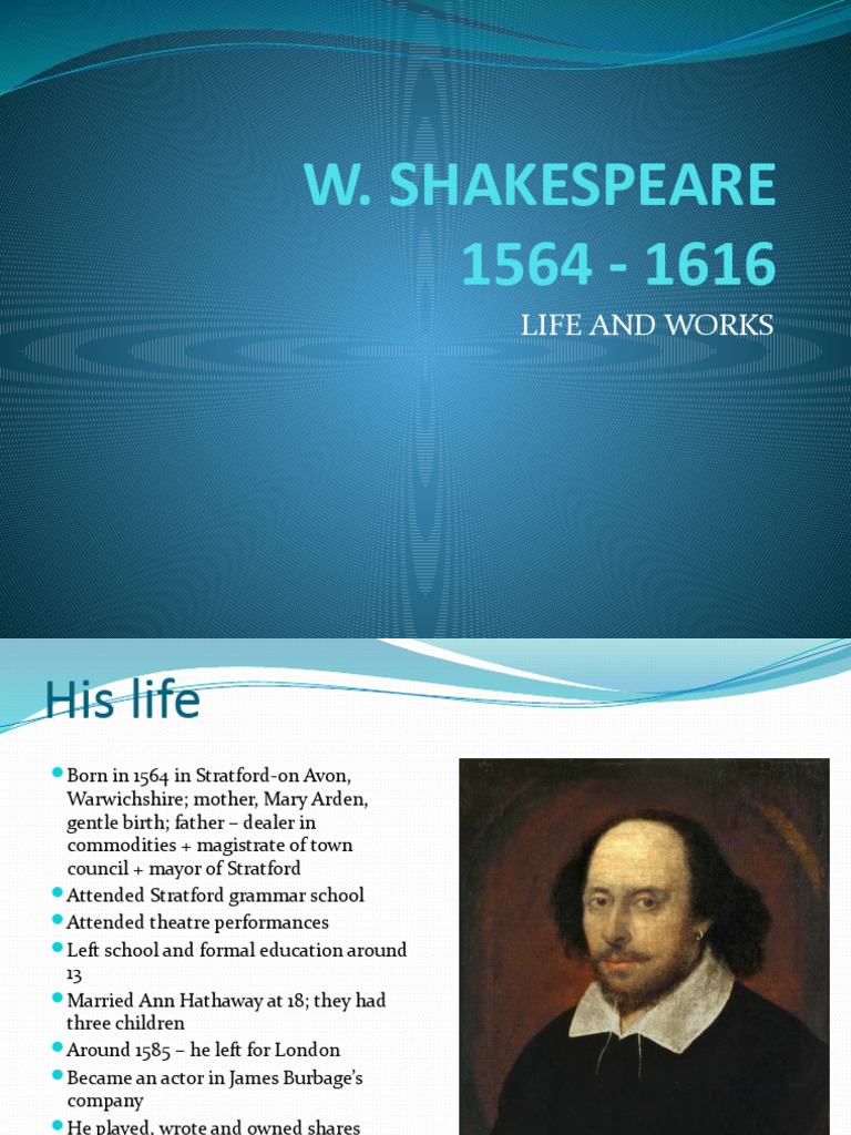 Lecture 11 - W. Shakespeare - Life and Works | PDF | William ...