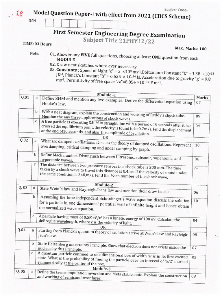 21phy12 Set 1 QP Solutions29-04-2022 - 001 | PDF | Applied And Interdisciplinary Physics ...