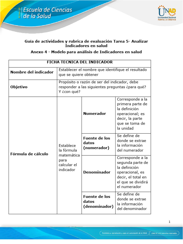 Anexo 4 - Modelo para la Ficha de Indicadores | PDF | Medición | Science