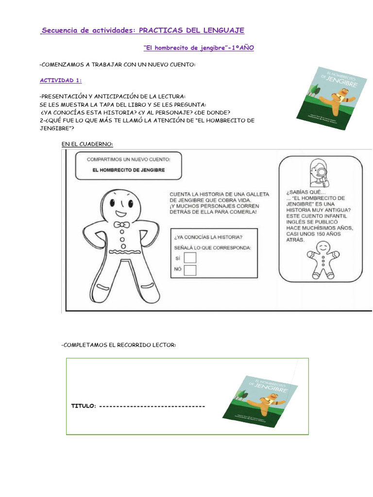 Hombrecito de Jengibre 1ºaño | PDF | Cuentos