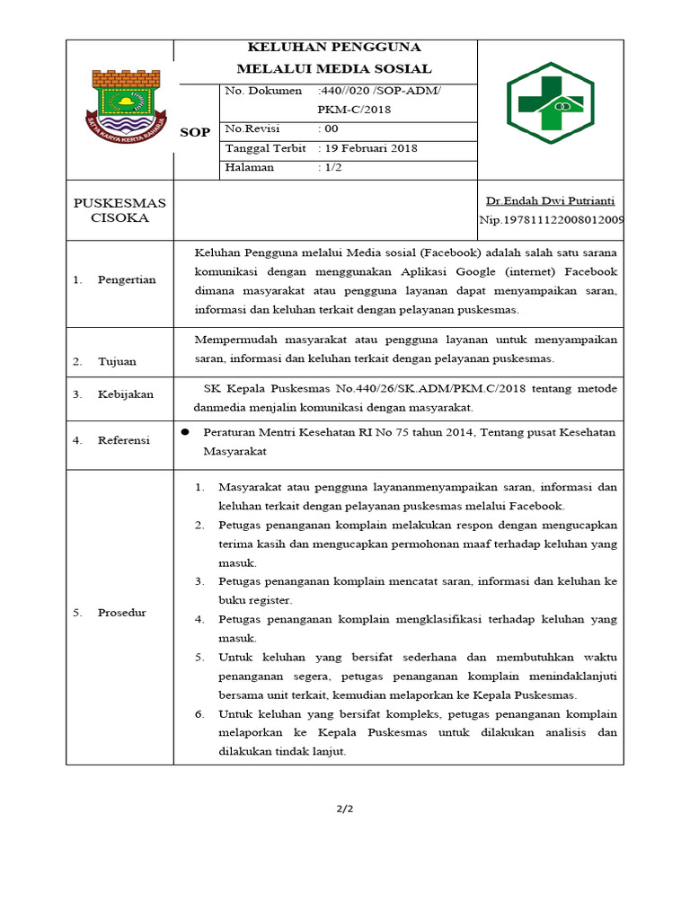 Sop Media Sosial | PDF