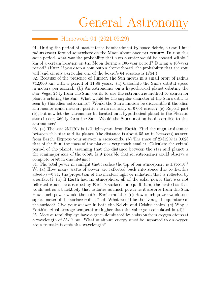 HW 04 | PDF | Stars | Planets