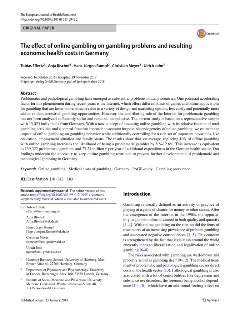 Effert Z 2018 | PDF | Problem Gambling | Online And Offline