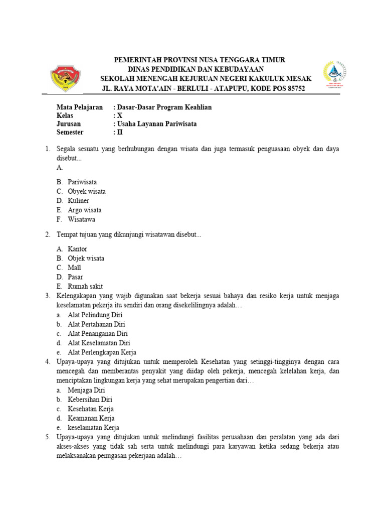 SOAL UAS ULP JURUSAN Conoth | PDF