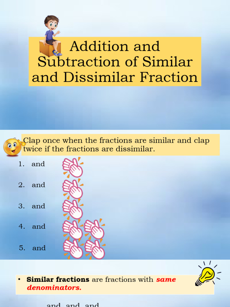 Addition and Subtraction of Similar and Dissimilar Fraction | Download ...
