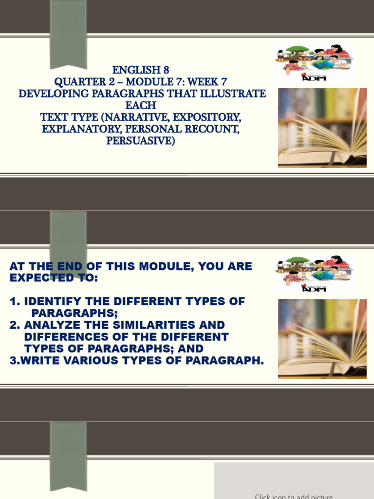 Developing Paragraphs That Illustrate Each Type | PDF