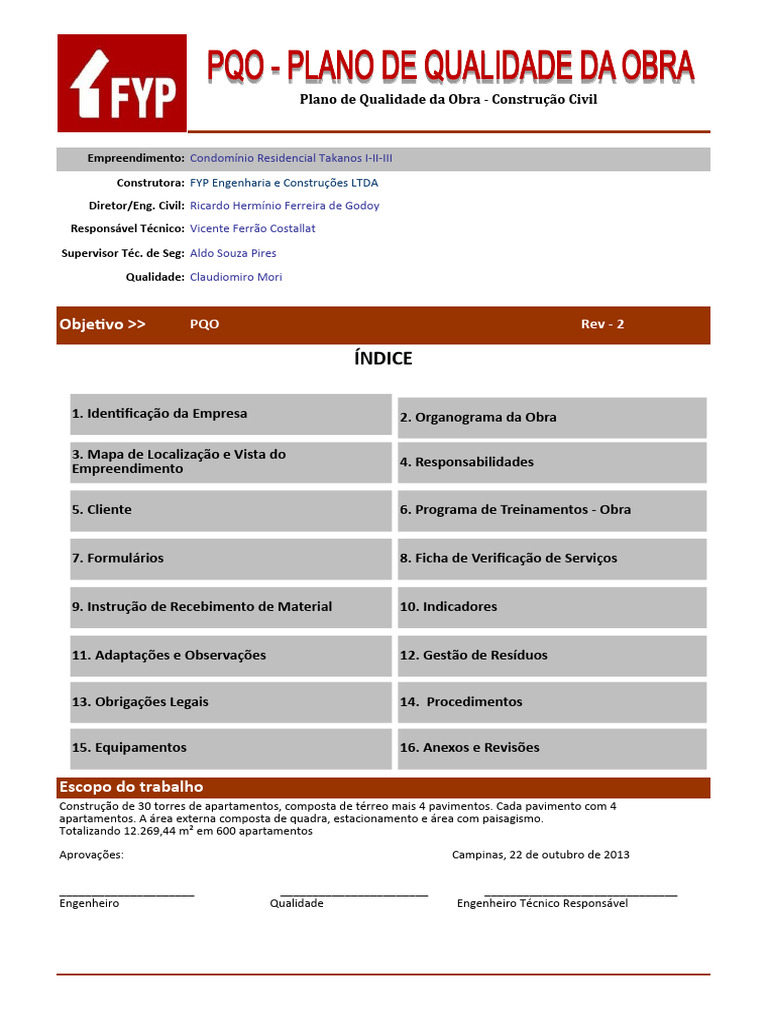 Plano de Qualidade do Condomínio Takanos | PDF | Desperdício ...
