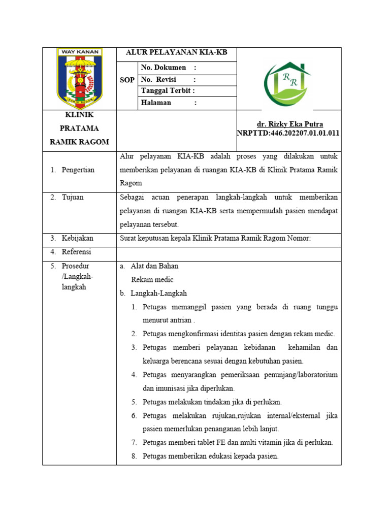 Sop Alur Pelayanan Kia-Kb | PDF