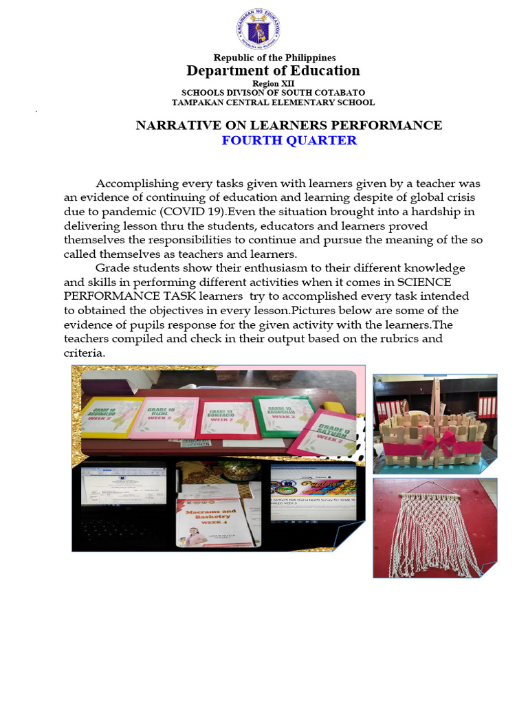 Sample of Learners' Output With Reflection Self-Assessment | PDF