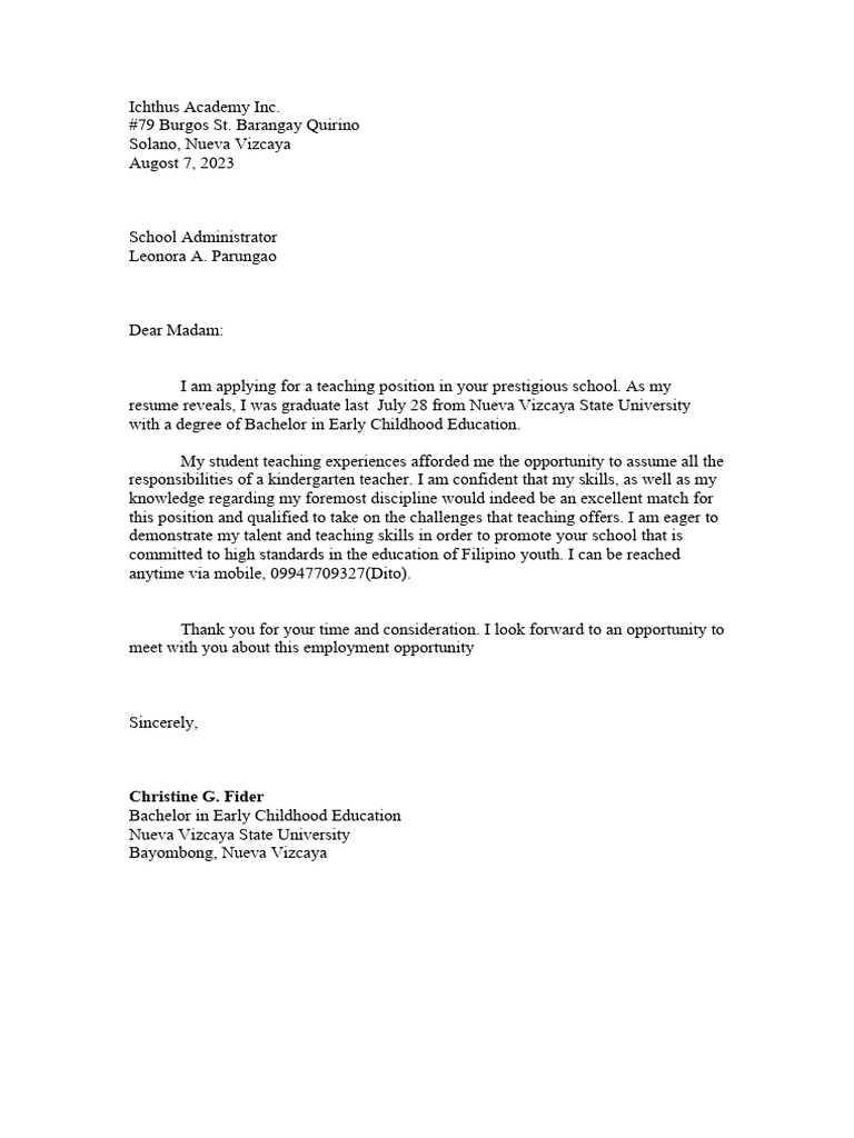 Application Letter | PDF