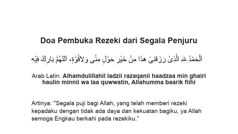 Doa Pembuka Rezeki Dari Segala Penjuru | PDF | Agama & Spiritualitas