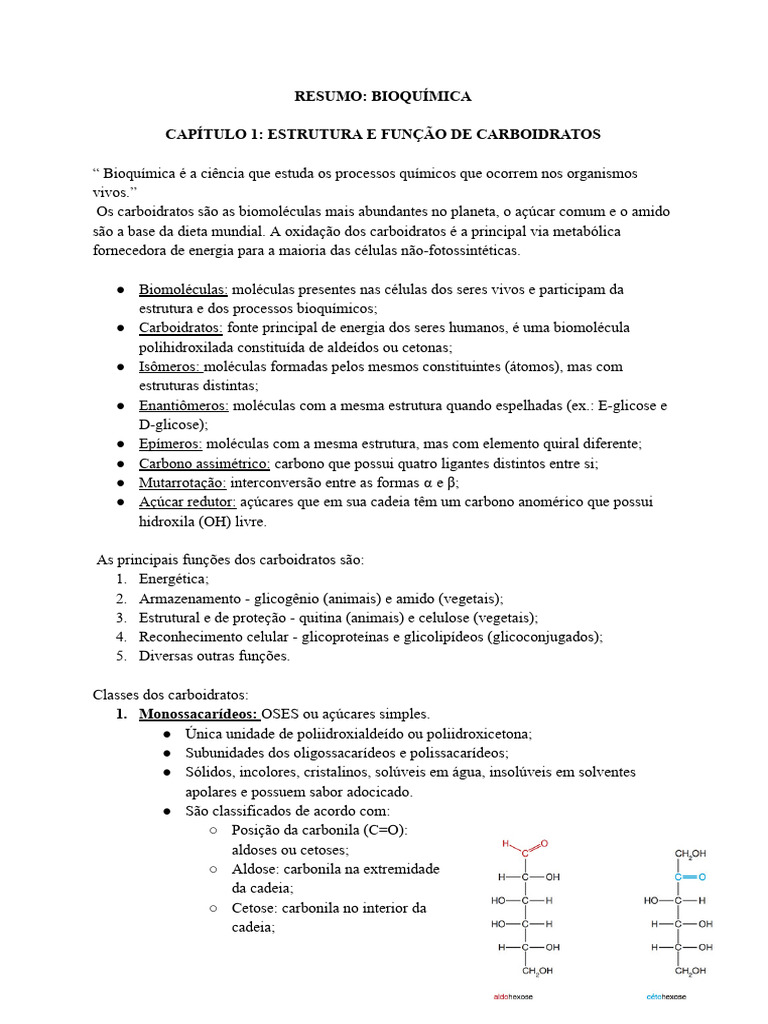 BIOQUÍMICA - RESUMO | PDF | RNA | Carboidratos