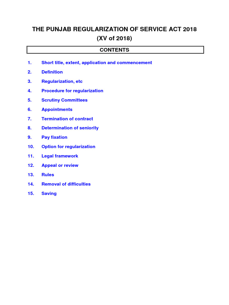 Punjab Regularization of Service Act 2018 pdf1 | PDF | Employment | Appeal