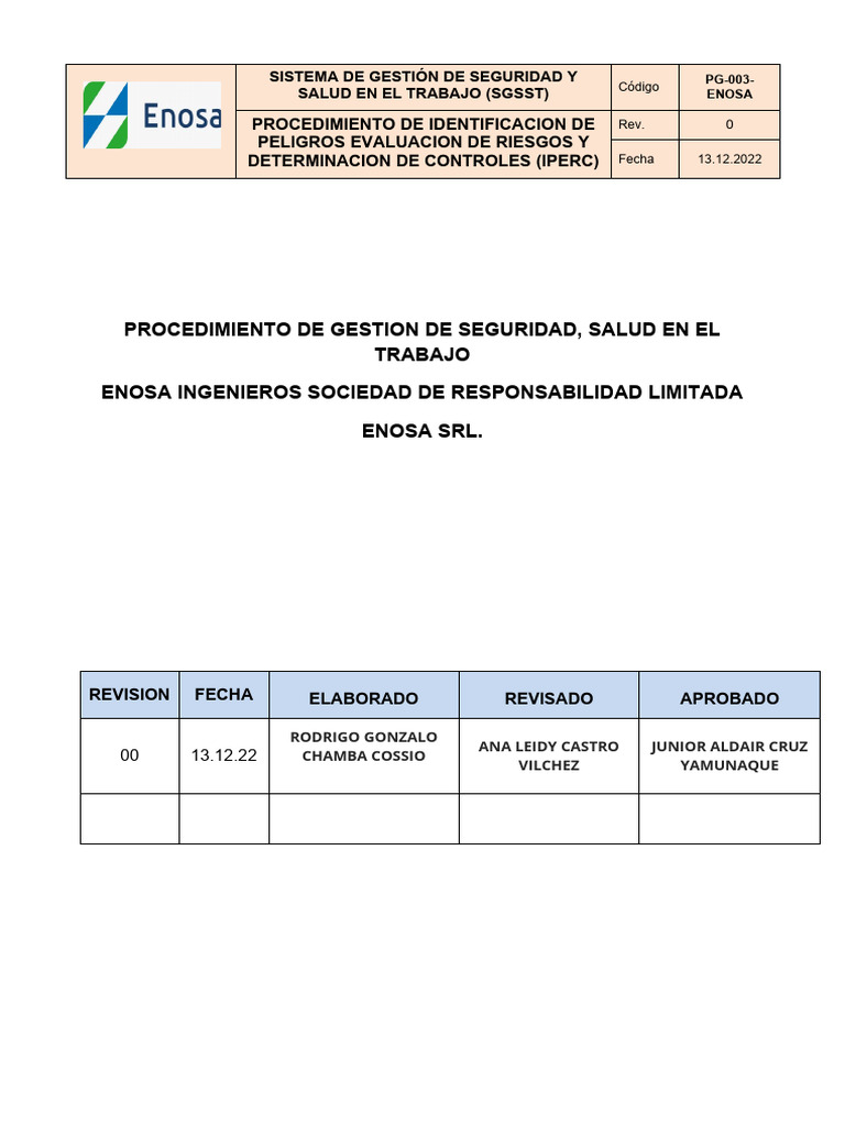 Enosa Iper | PDF | Riesgo | Evaluación de riesgos