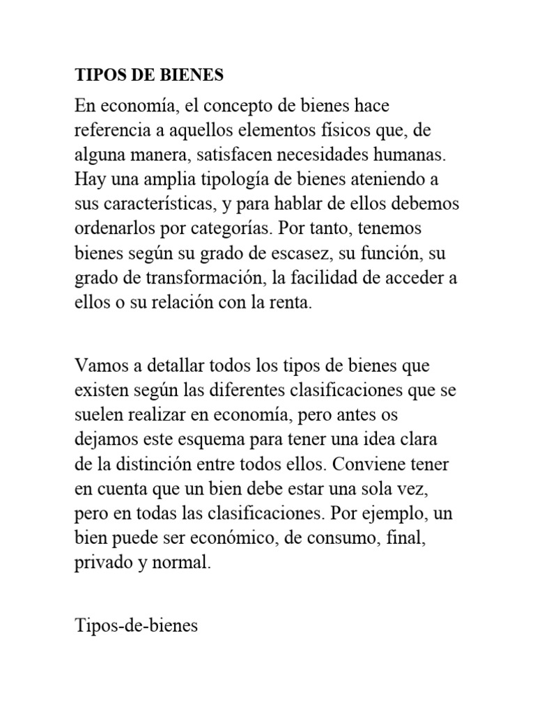 Tipos de Bienes T | PDF | Bienes | Economias