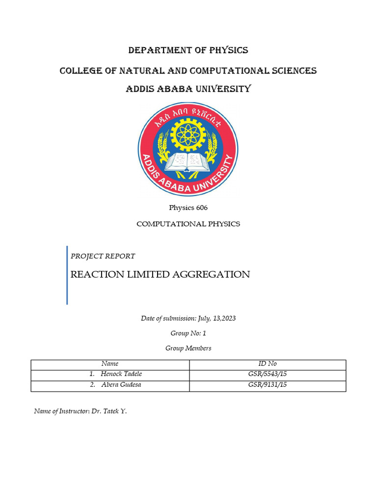 Department of Physics College of Natural and Computational Sciences ...