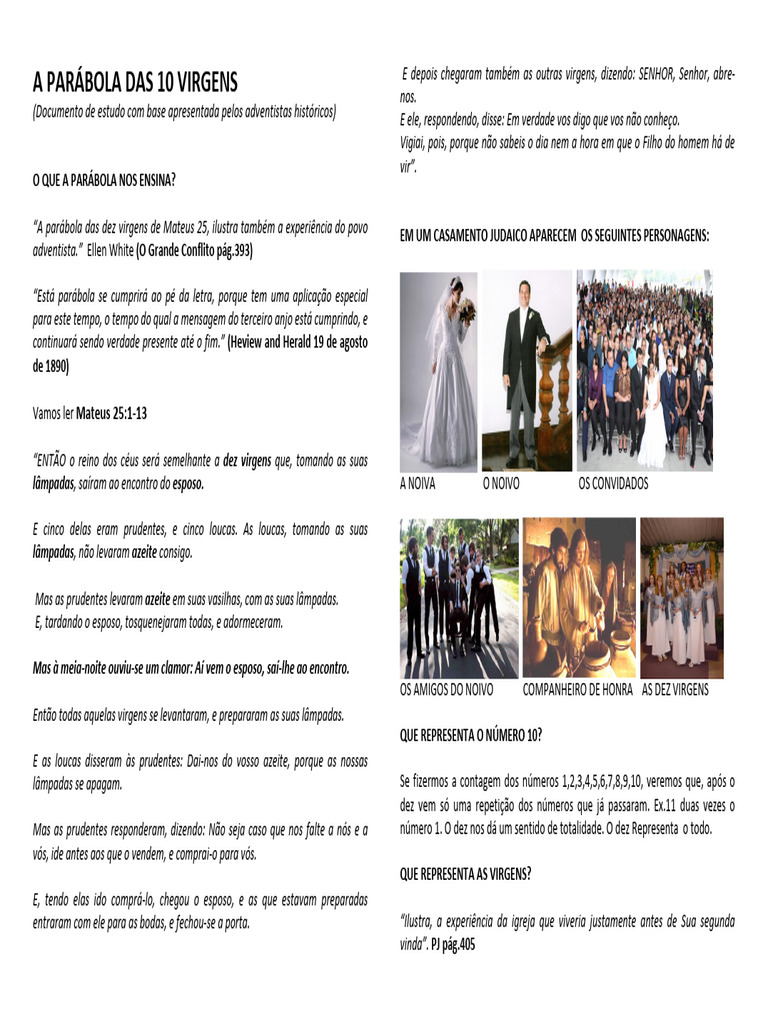 A Parábola Das 10 Virgens | PDF | Jesus | Igreja cristã