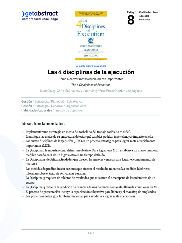 4 Disciplinas de la Ejecución: Guía Clave | PDF | Business | Liderazgo