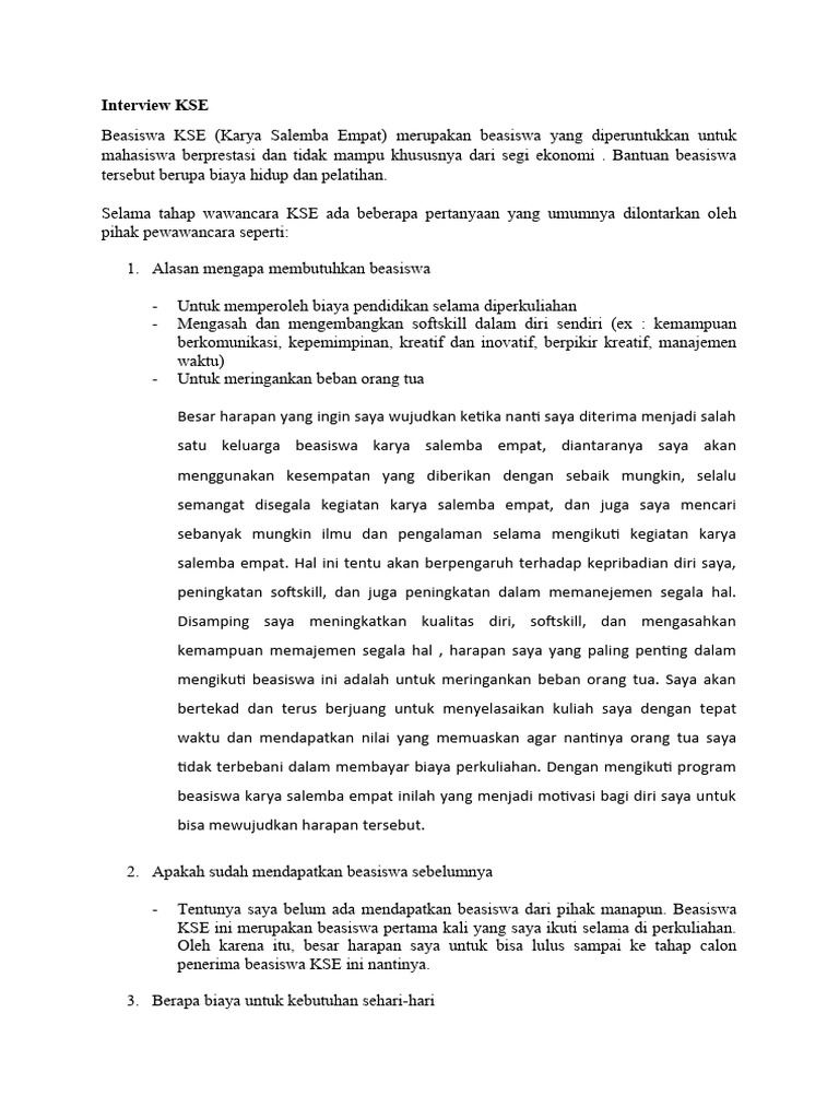 Interview KSE. | PDF
