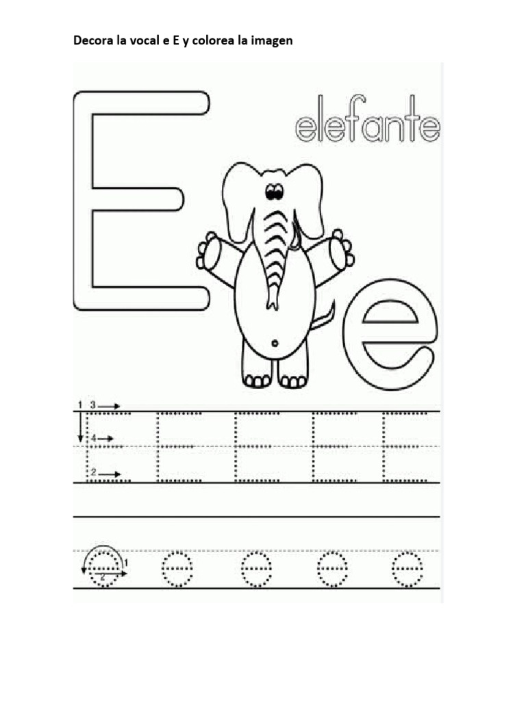 Decora La Vocal e E y Colorea La Imagen | PDF