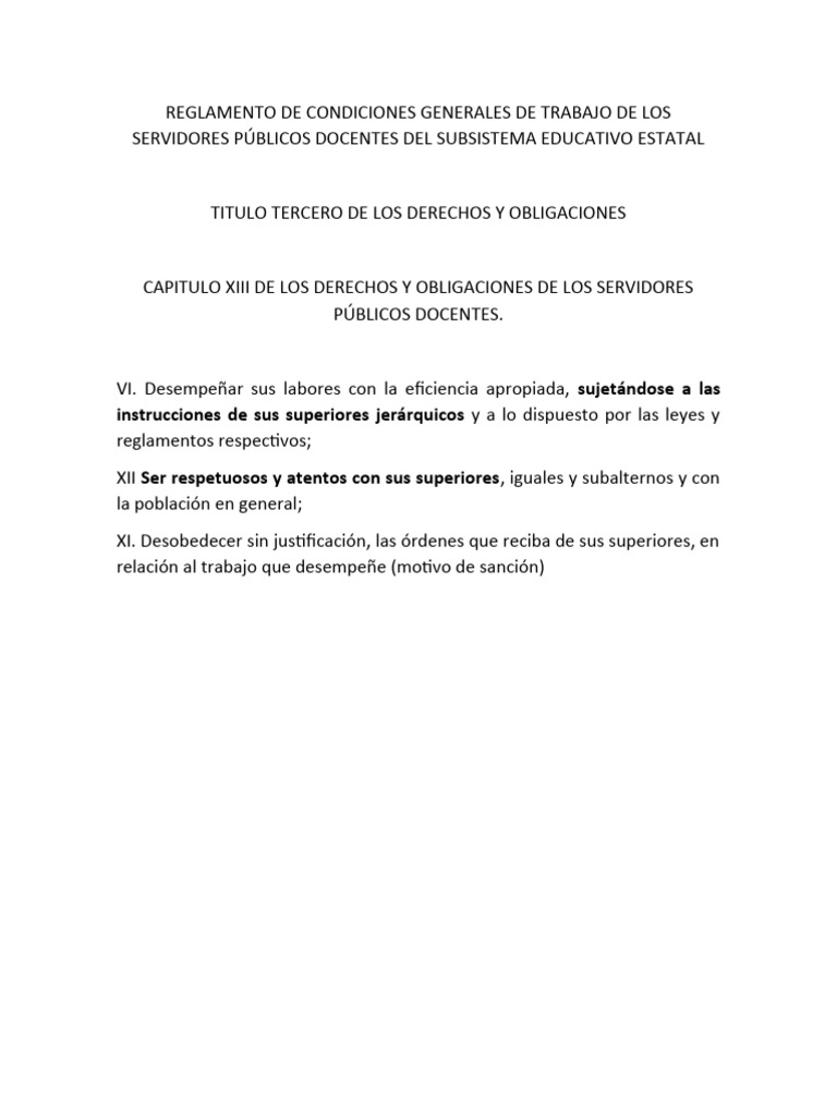 Reglamento de Condiciones Generales de Trabajo de Los Servidores ... Reglamento de Condiciones Generales de Trabajo de Los Servidores ...