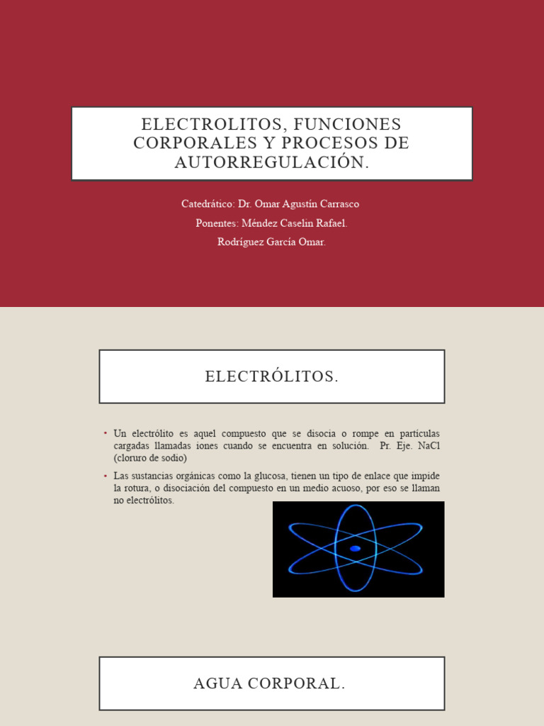 Electrolitos, Funciones Corporales y Procesos de Autorregulación | PDF | Electrólito | Sodio