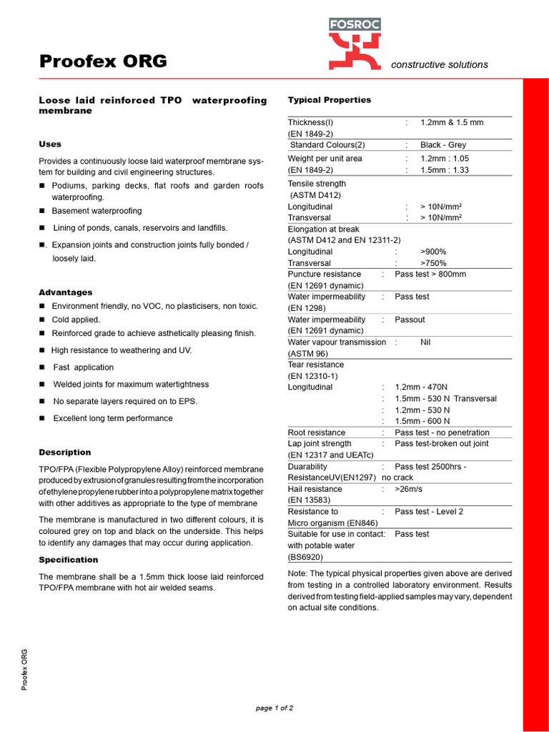 TDS Proofex ORG India | PDF | Chemistry | Civil Engineering
