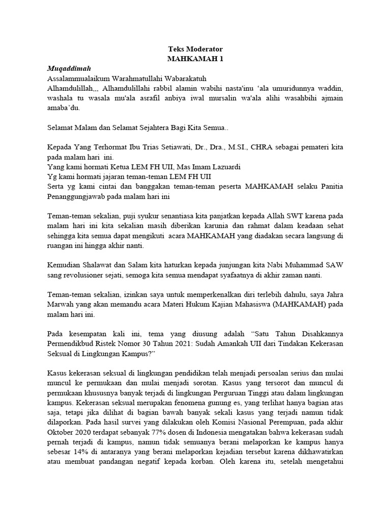Peran Moderator dalam Seminar Hukum | PDF