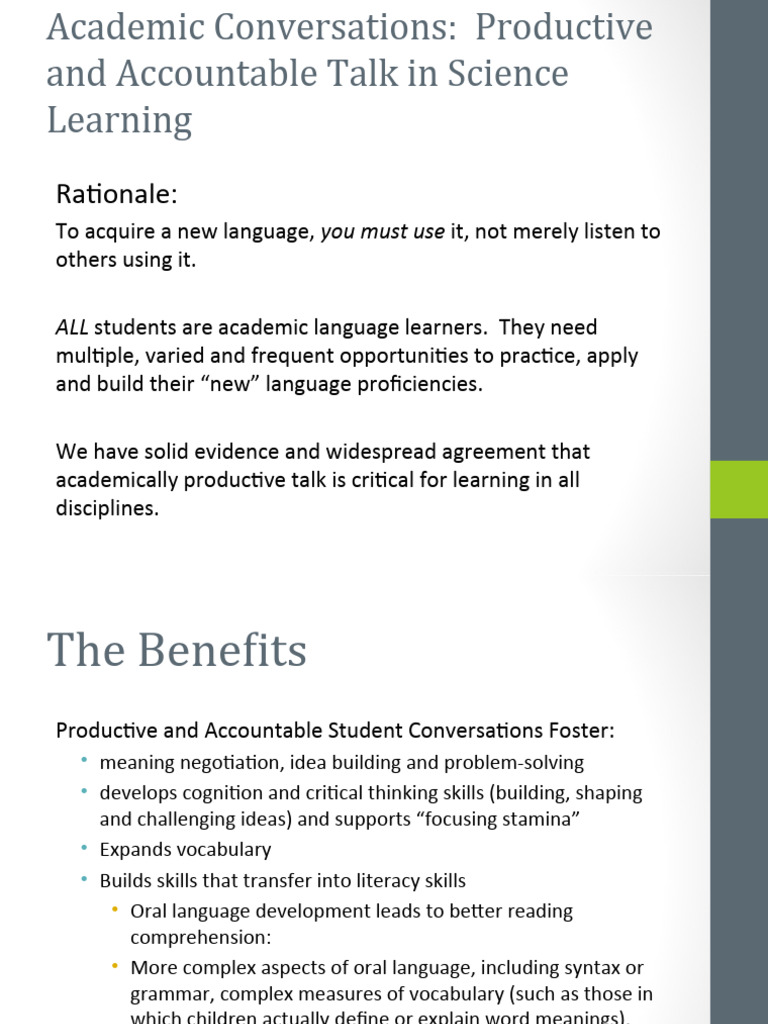 Enhancing Academic Conversations in Science | PDF | Reading ...