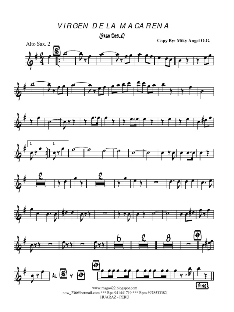 Virgen de La Macarena (Paso Doble) - Alto Sax 2 | PDF