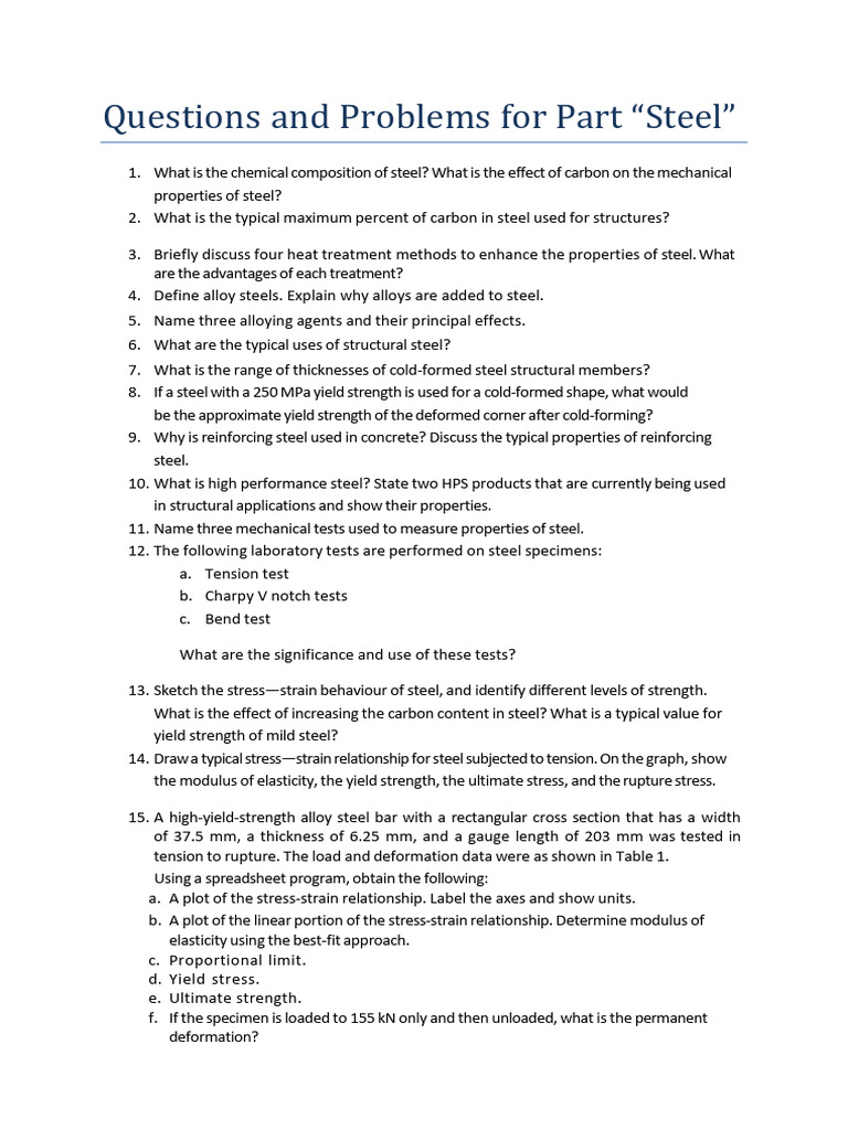Steel Properties and Testing Methods | PDF | Strength Of Materials ...