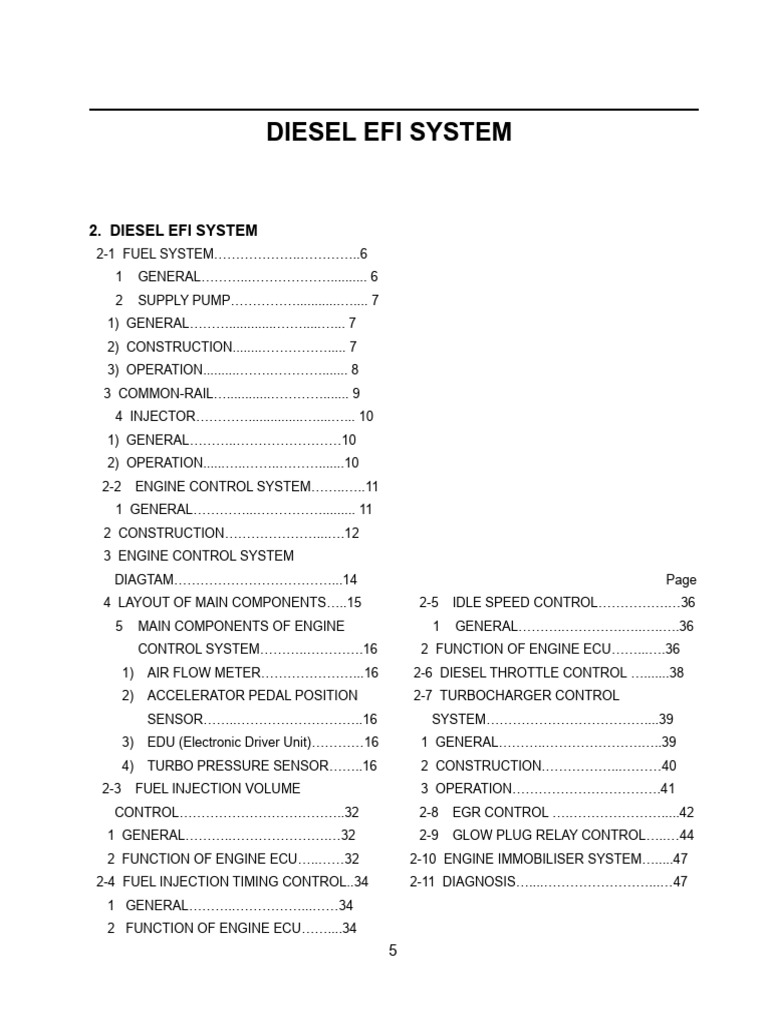 Page 5 Index of Diesel Efi System | PDF