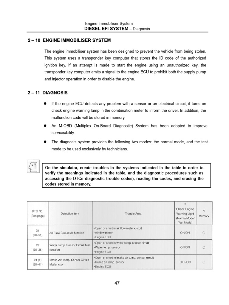 Page 47-54 Immobiliser and Diagnosis | PDF | Components | Vehicle Parts
