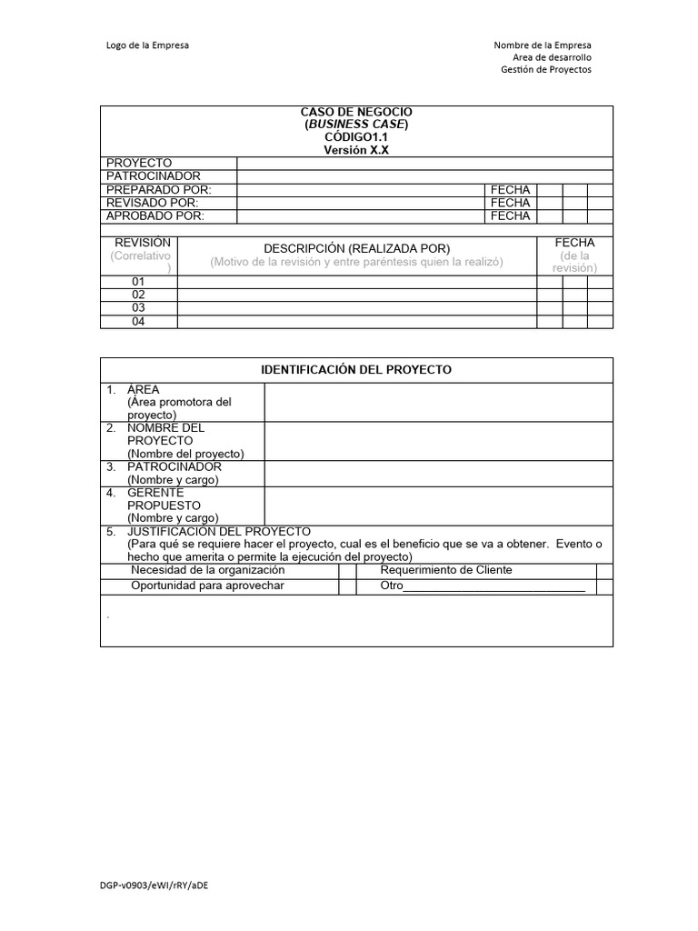 0.-Modelo Business Case | PDF | Business | Economias