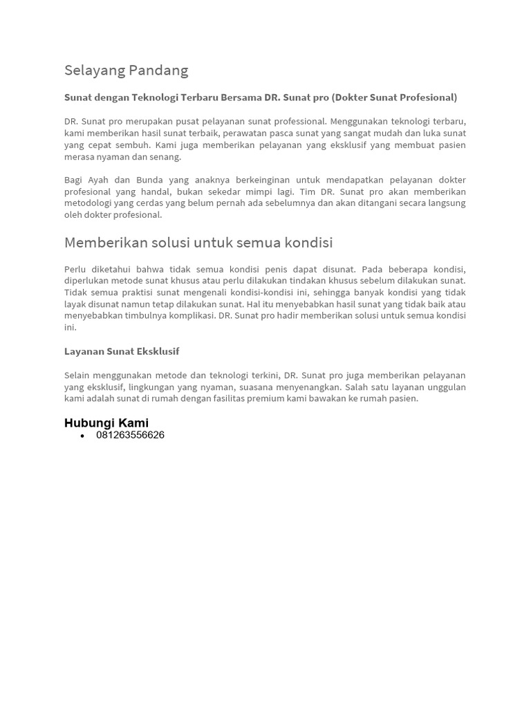 Sunat Modern & Aman di DR. Sunat Pro | PDF